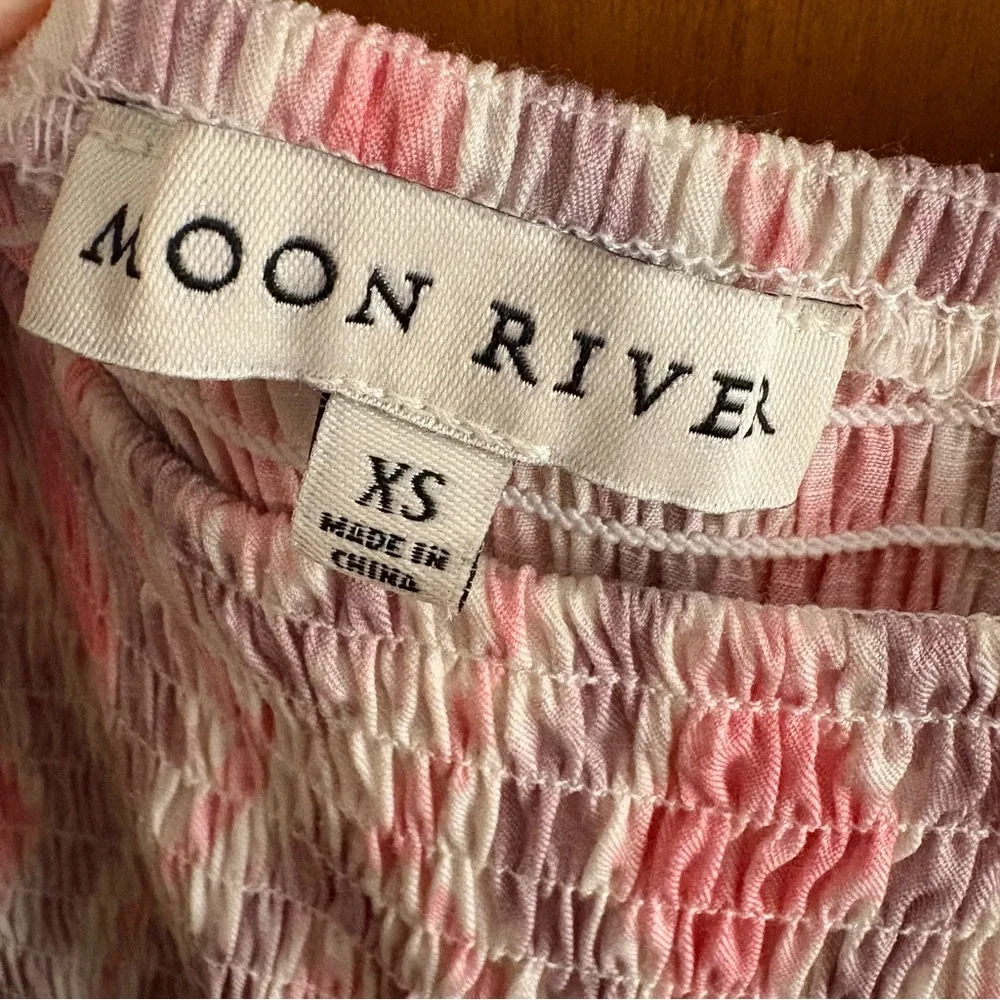 Moon River | Dresses | Moon River Anthropologie Pink Puff Sleeve Tiered ...
